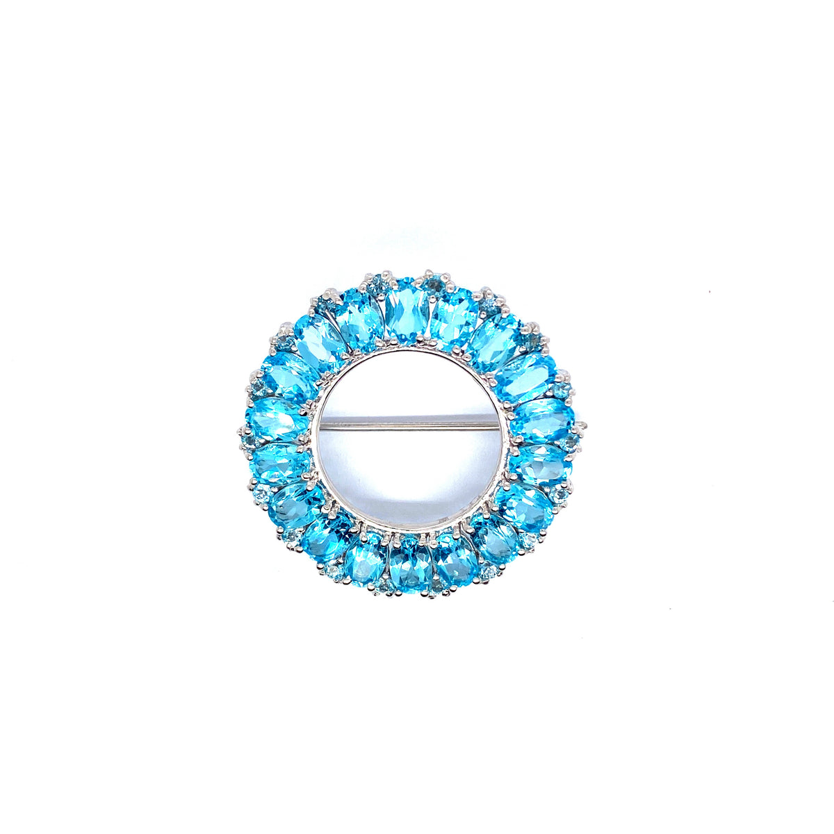 Blue Topaz Brooch In 925 Sterling Silver - KSBR 70944 | Kotawala Jewels